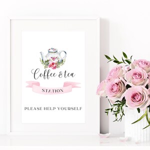 Coffee and Tea Station Sign, Instant Download, Coffee Bar Sign, Help ...