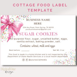 Editable Home Bakery Food Label Template, Sugar Cookies Ingredients ...