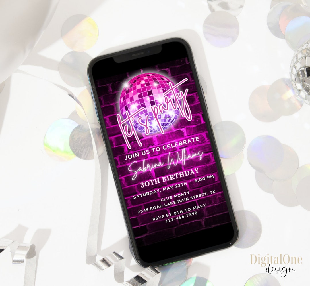 Digital Birthday Invitation Template, Let's Party Electronic Invite ...