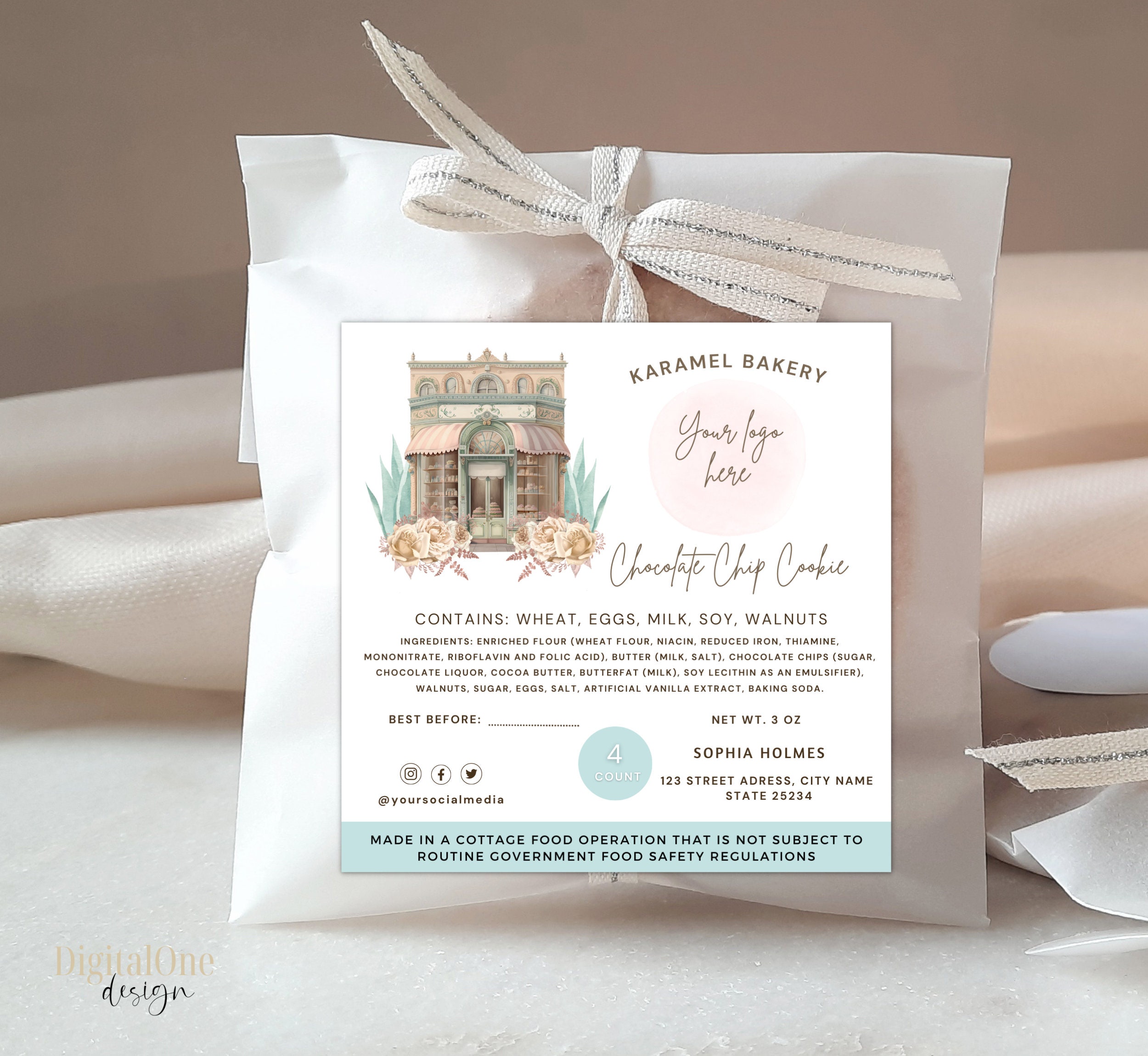 Cottage Law Labels Bakery Template, Little Shop Bakery, Editable ...