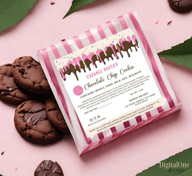 Cottage Food Label Template, Cookie Product Label, DIY Ingredient Label ...