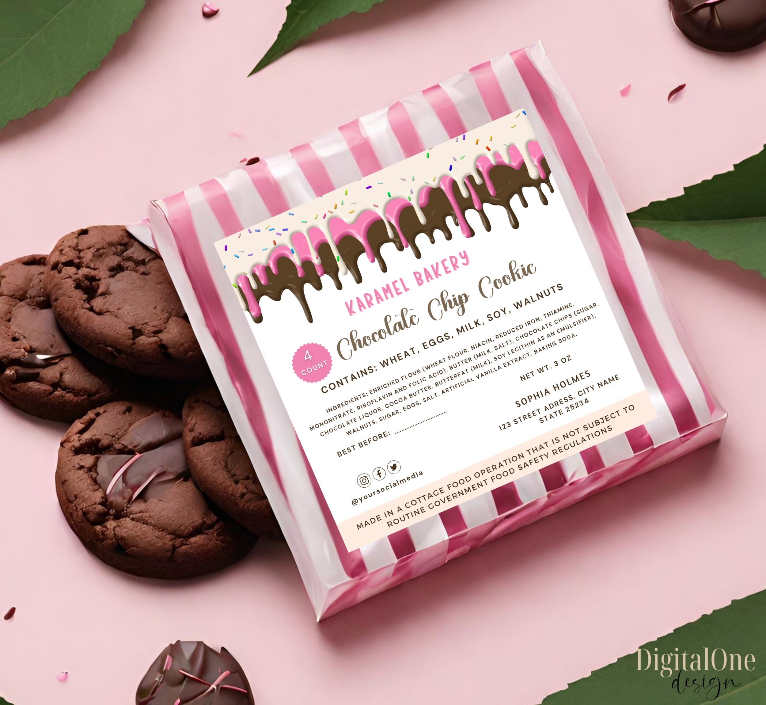 Cottage Food Label Template, Cookie Product Label, DIY Ingredient Label ...