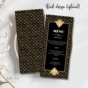 Black and Gold Menu Card Template, Modern Art Deco Black & Gold ...