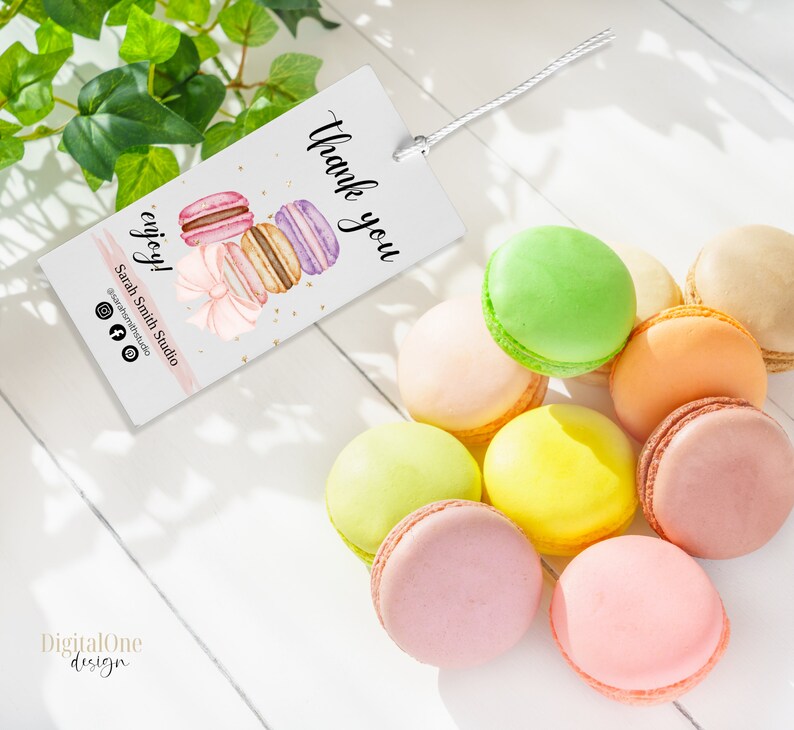 Macarons Thank You Labels, Thank You Favor Tags, Printed Labels ...