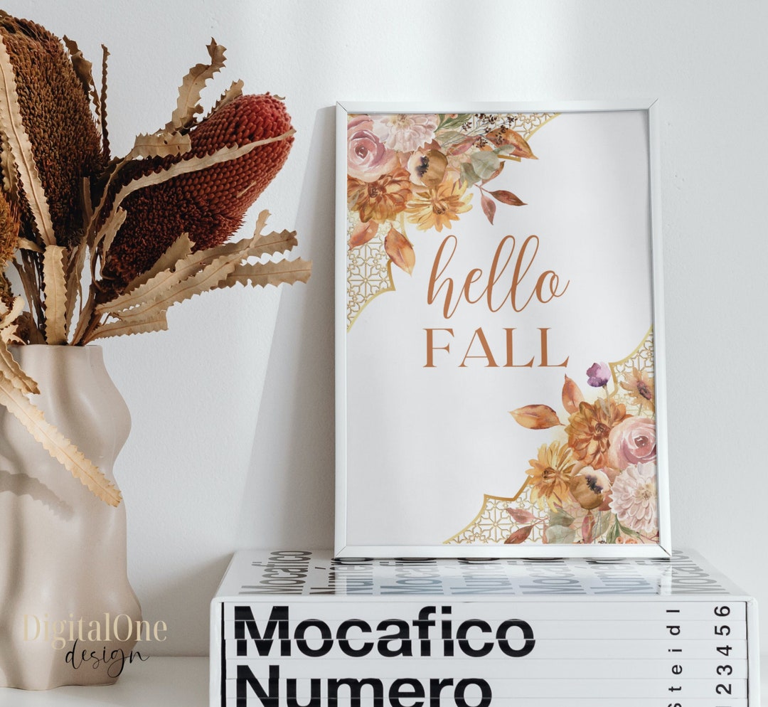 Hello Fall Printable Sign Floral Autumn Decor Printable - Etsy