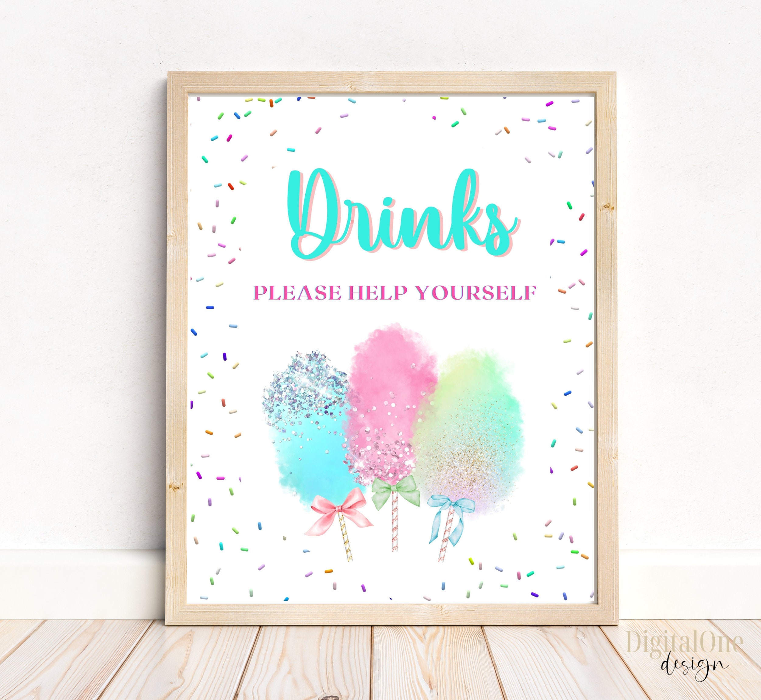 Cotton Candy Drinks Printable Sign, INSTANT DOWNLOAD, Birthday Party ...
