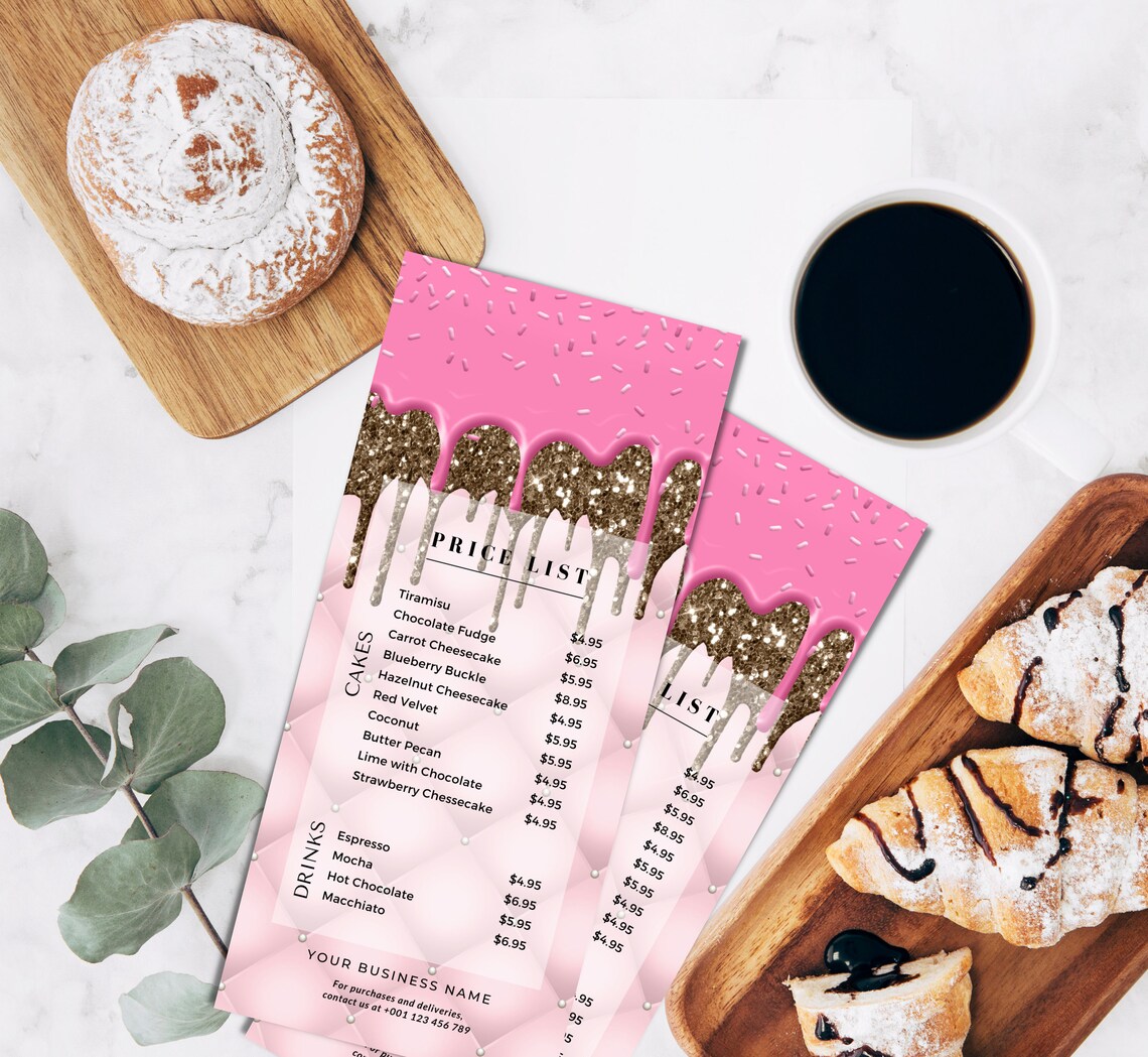 Bakery Sweet Cake Price List Template Editable Menu Coffee | Etsy