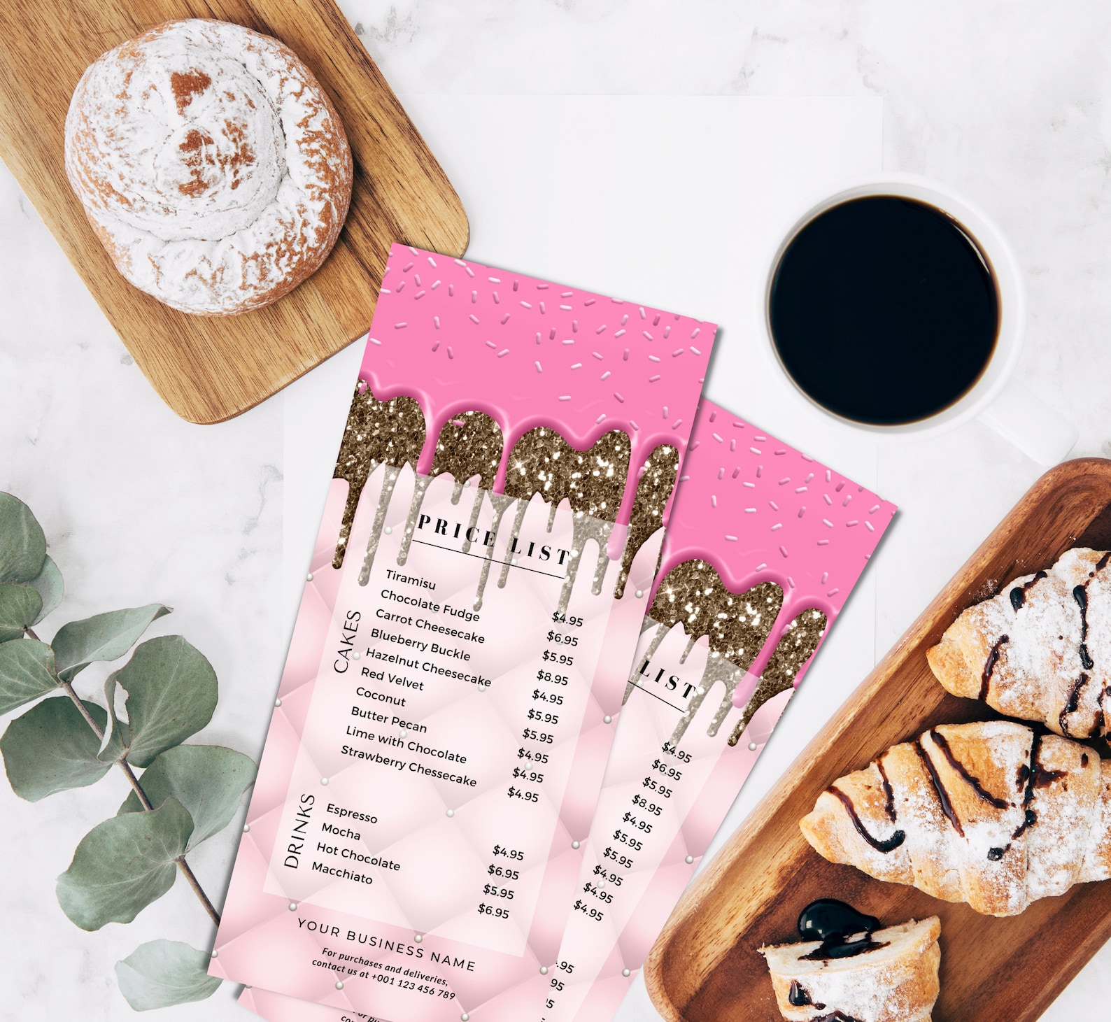 Bakery Sweet Cake Price List Template, Editable Menu Coffee Shop ...