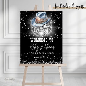 Disco Western Birthday Welcome Sign, Disco Party Cowgirl & Cowboy Theme ...