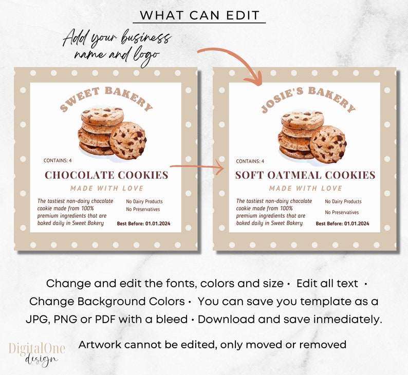 Editable Bakery Label Tamplete, Homemade Cookies Label, Custom Home ...