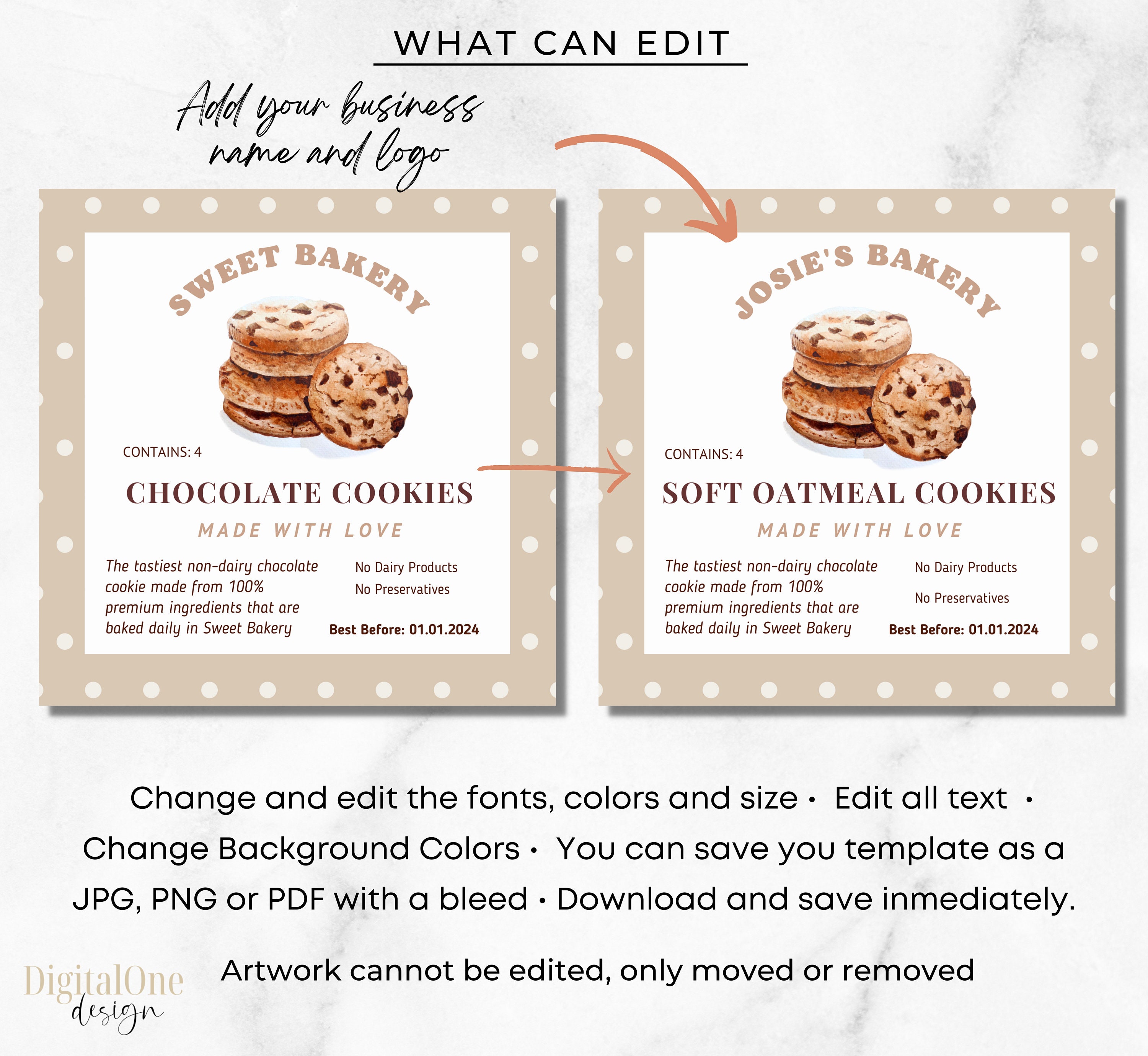 Editable Bakery Label Tamplete, Homemade Cookies Label, Custom Home ...