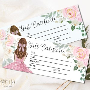 Gift Certificate for Girls, Quinceañera Gift Voucher, 15th Birthday ...