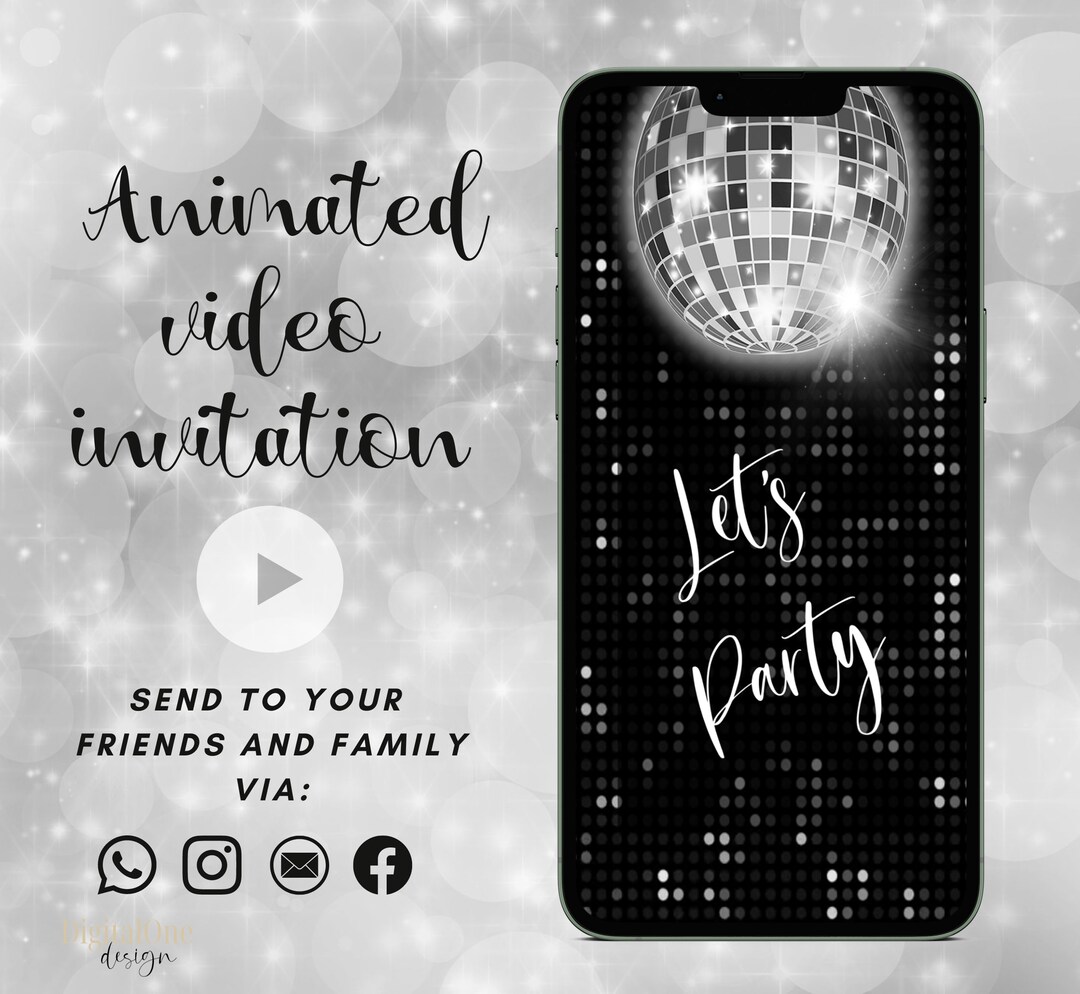 Animated Birthday Invitation, Video Birthday Invite, Disco Party ...