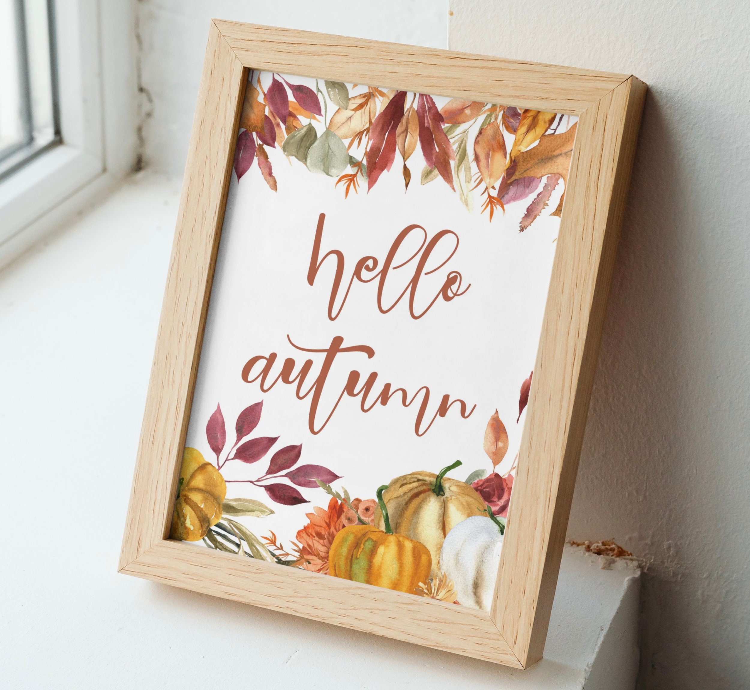 Hello Autumn Printable Sign Instant Download Fall Decor - Etsy
