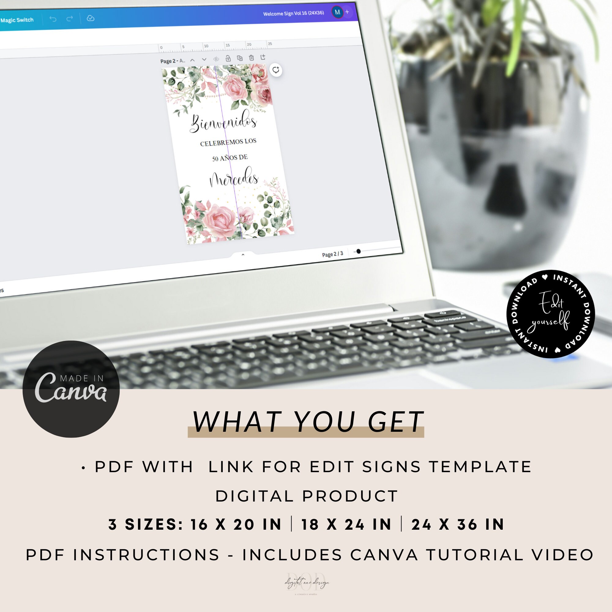 Spanish Birthday Welcome Sign, Printable Welcome Poster for Party Decor ...