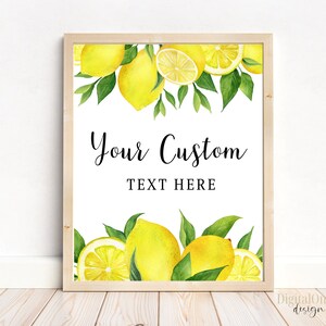 Printable Custom Sign Design, Lemon Custom Sign for Party, Table Decor ...