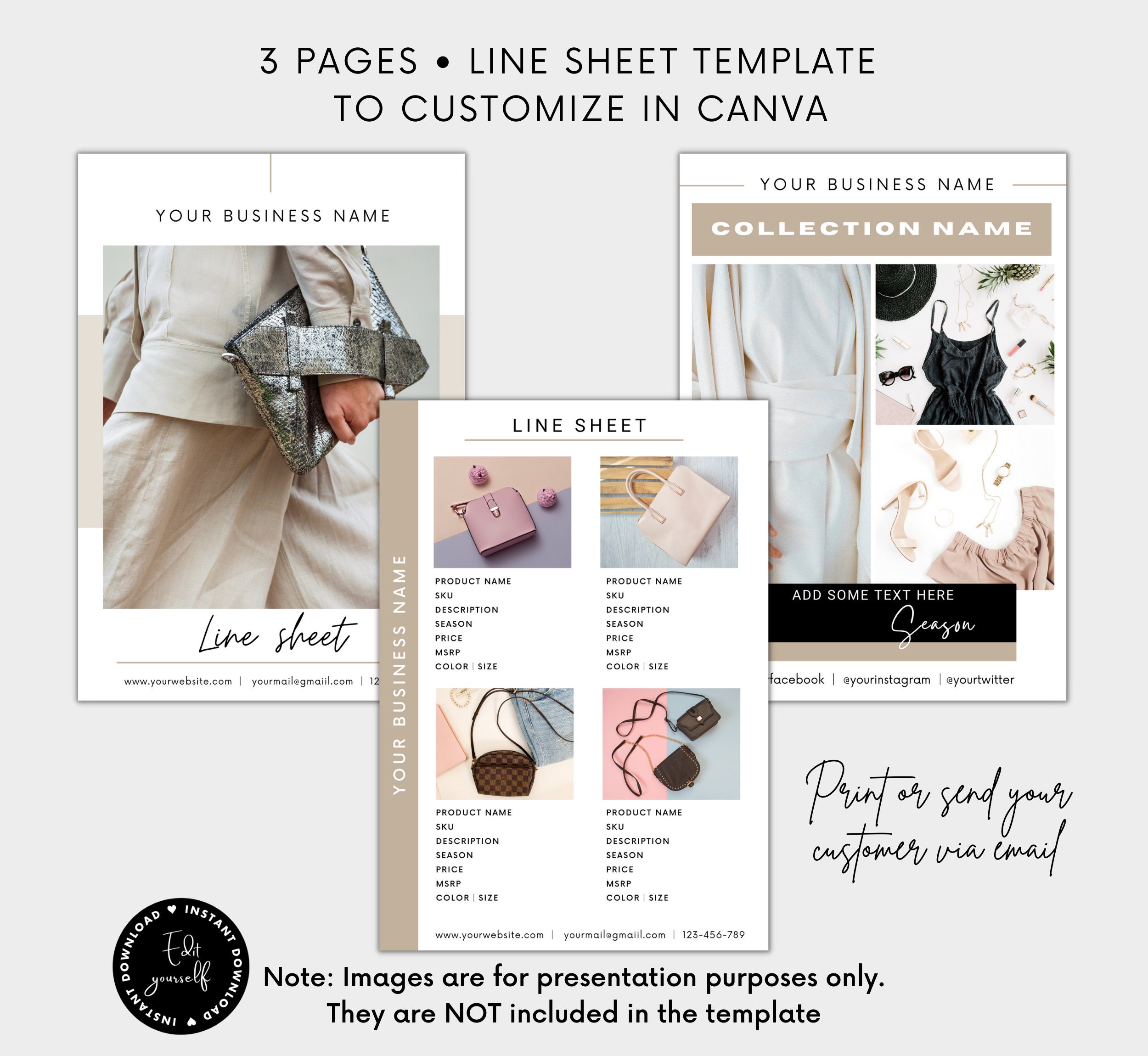 Line Sheet Template, Wholesale Pricing Template, Editable Price List ...