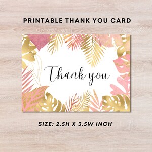 Printable Thank You Card, Tropical Thank You Cards, Digital Download ...