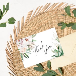 Boho Botanical Thank You Card, Printable Thank You Card, Flat and ...