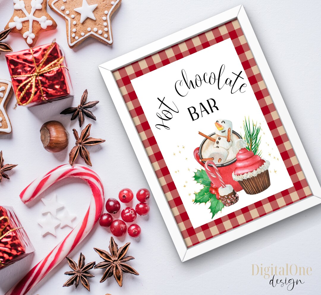 Hot Chocolate Bar Sign, Printable Christmas Sign for Decor, Holiday ...