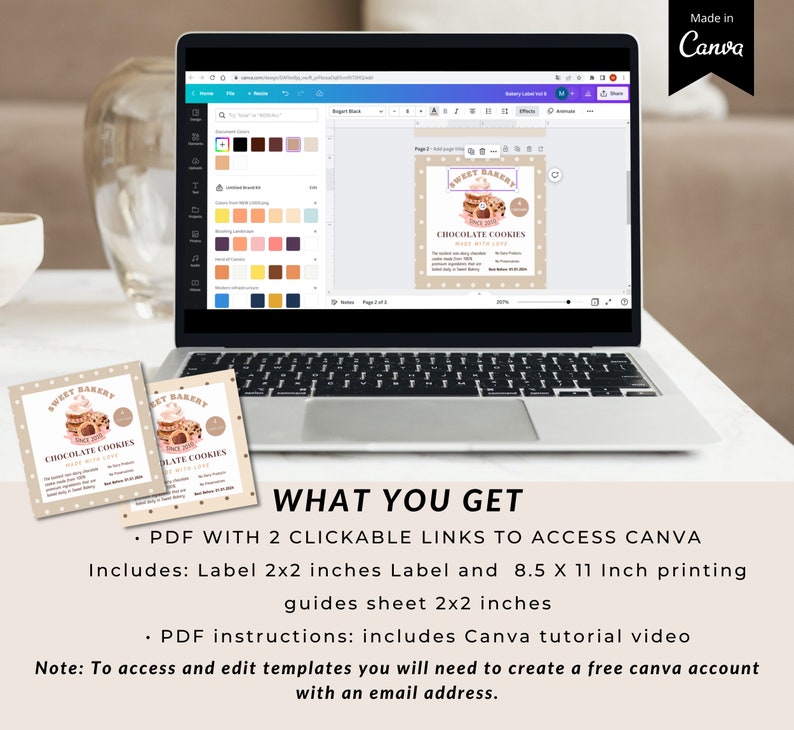 Editable Bakery Label Tamplete Homemade Cookies Label Custom - Etsy