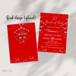 Shades of Red Birthday Party Invitation, Elegant Chandelier Design ...