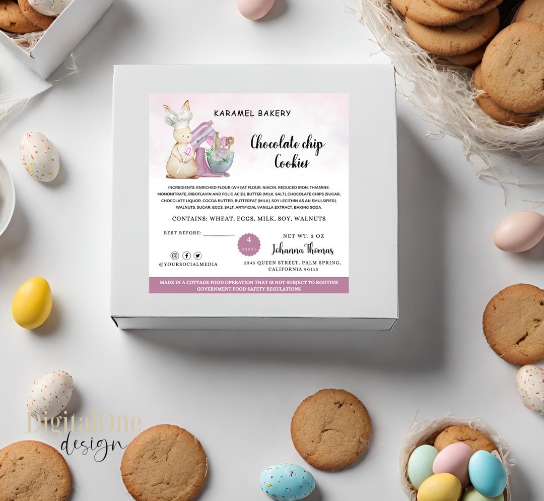 Editable Cottage Law Labels Template, Bunny Chef & Mixer Design ...