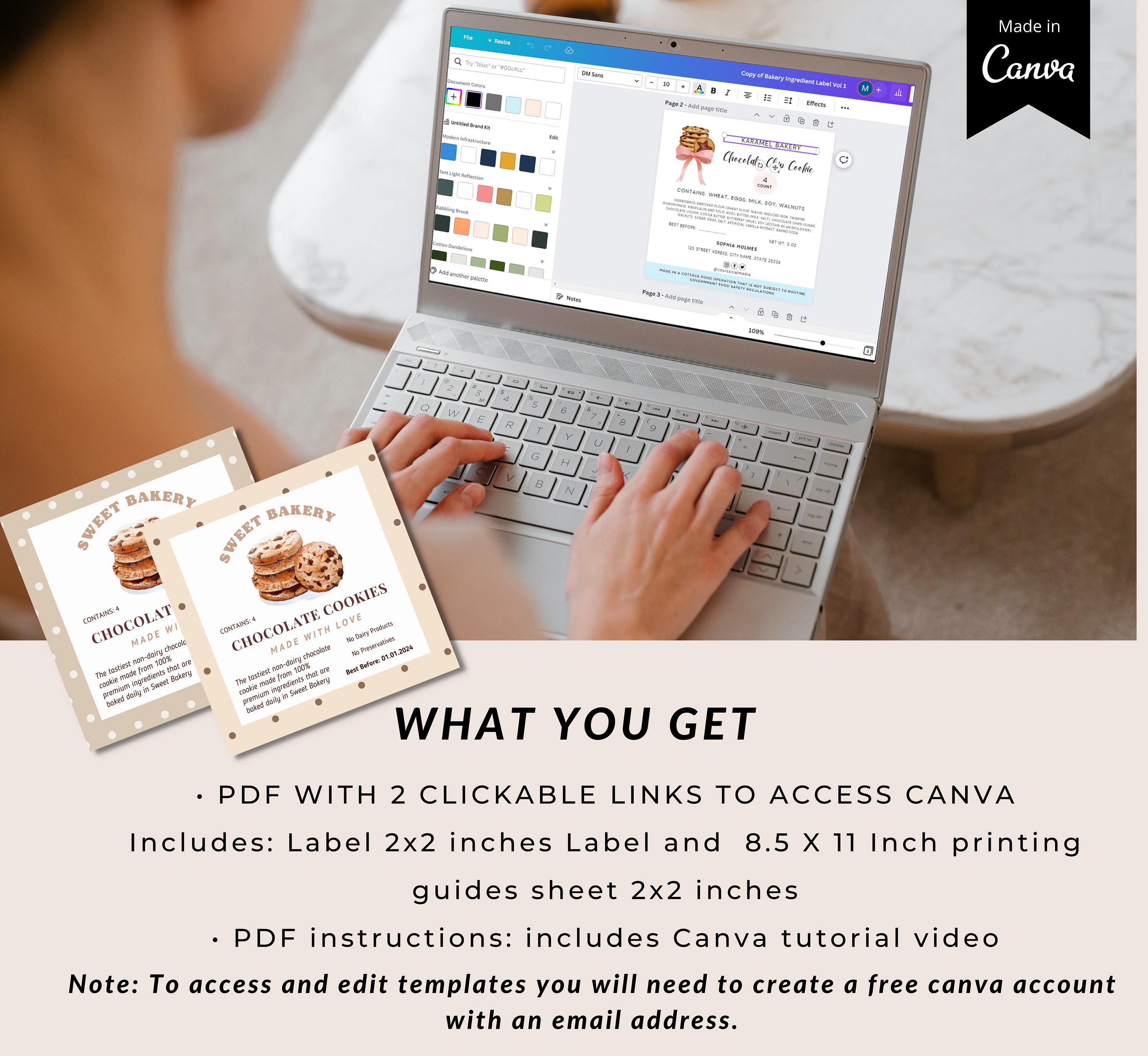 Editable Bakery Label Tamplete, Homemade Cookies Label, Custom Home ...