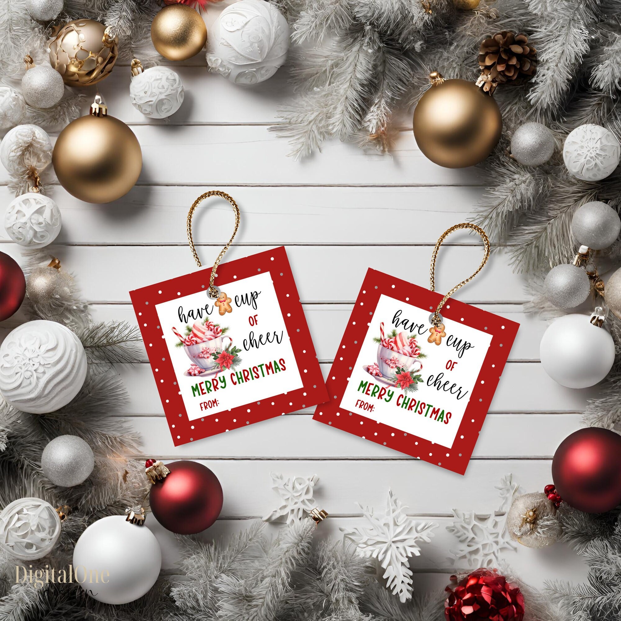 Printable Have a Cup of Cheer Tag, Christmas Favor Gift Tag, Holiday ...