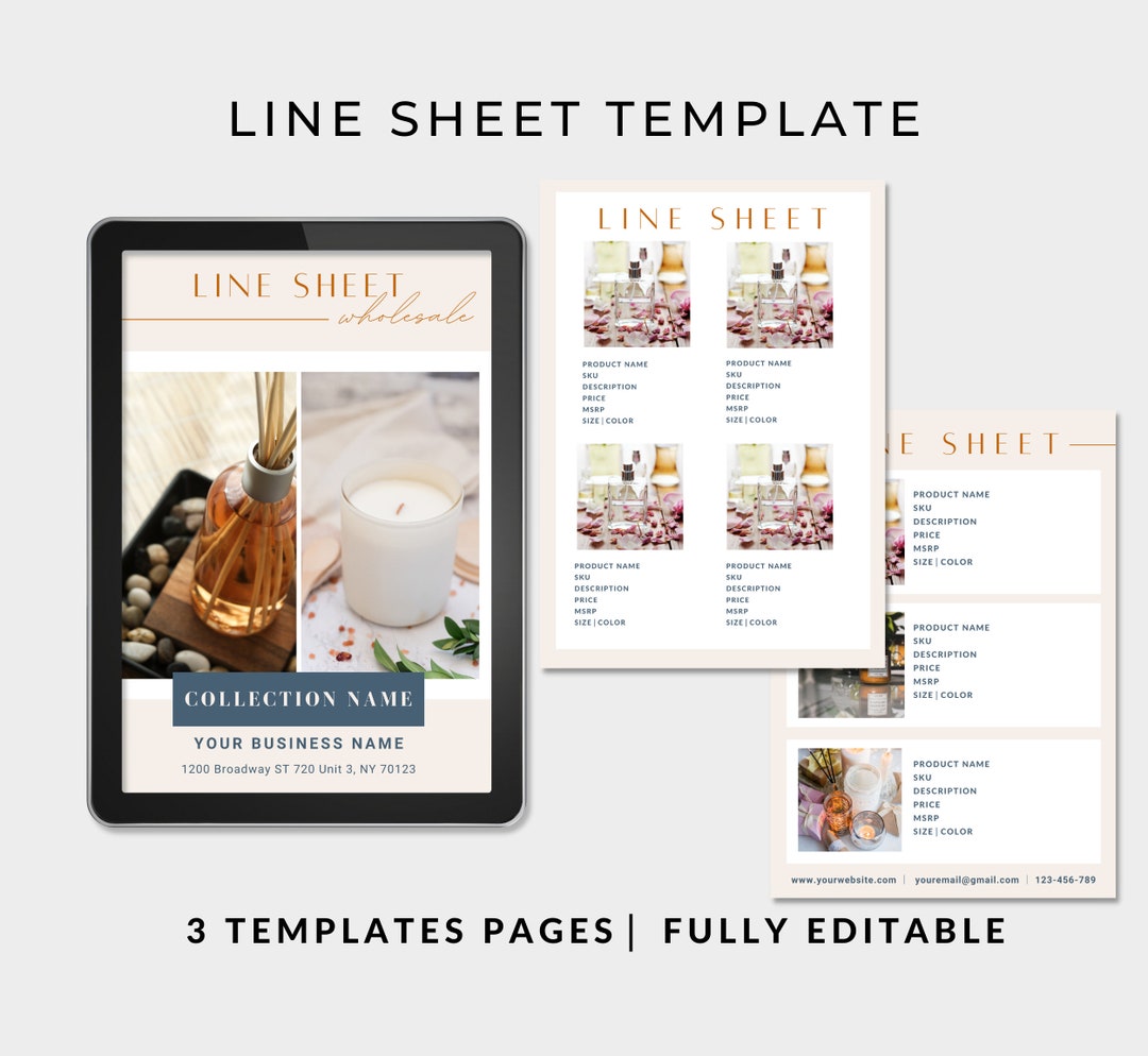 Minimalist Line Sheet Template, Sales Product Sheet, Digital Product ...
