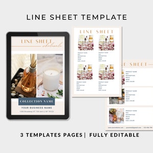 Minimalist Line Sheet Template, Sales Product Sheet, Digital Product ...