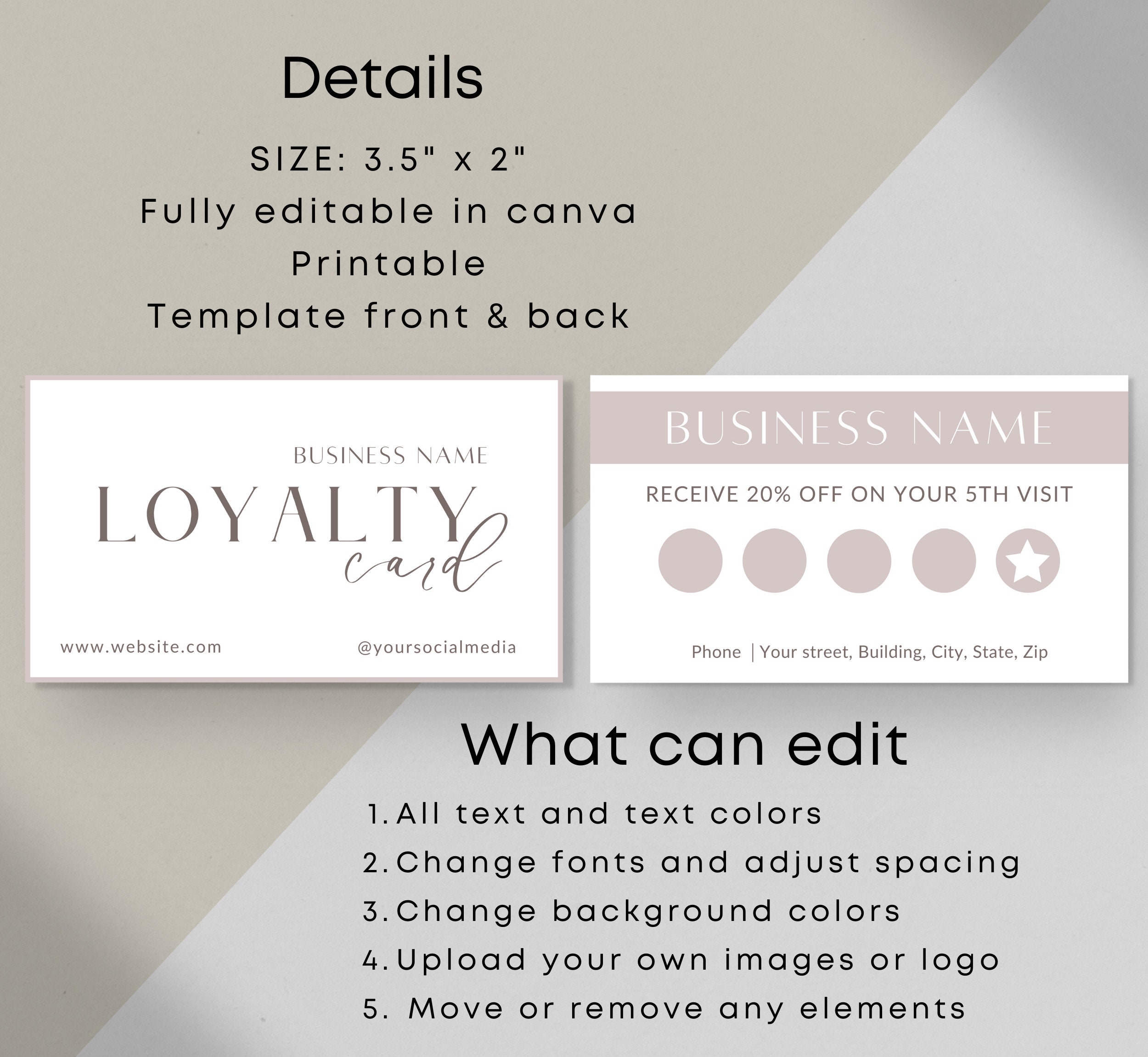 Customer Loyalty Card Reward Card Template Editable Loyalty - Etsy