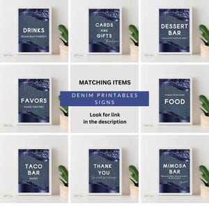 Denim Menu Cards Template, Denim Glitter Birthday Party Menu Card ...