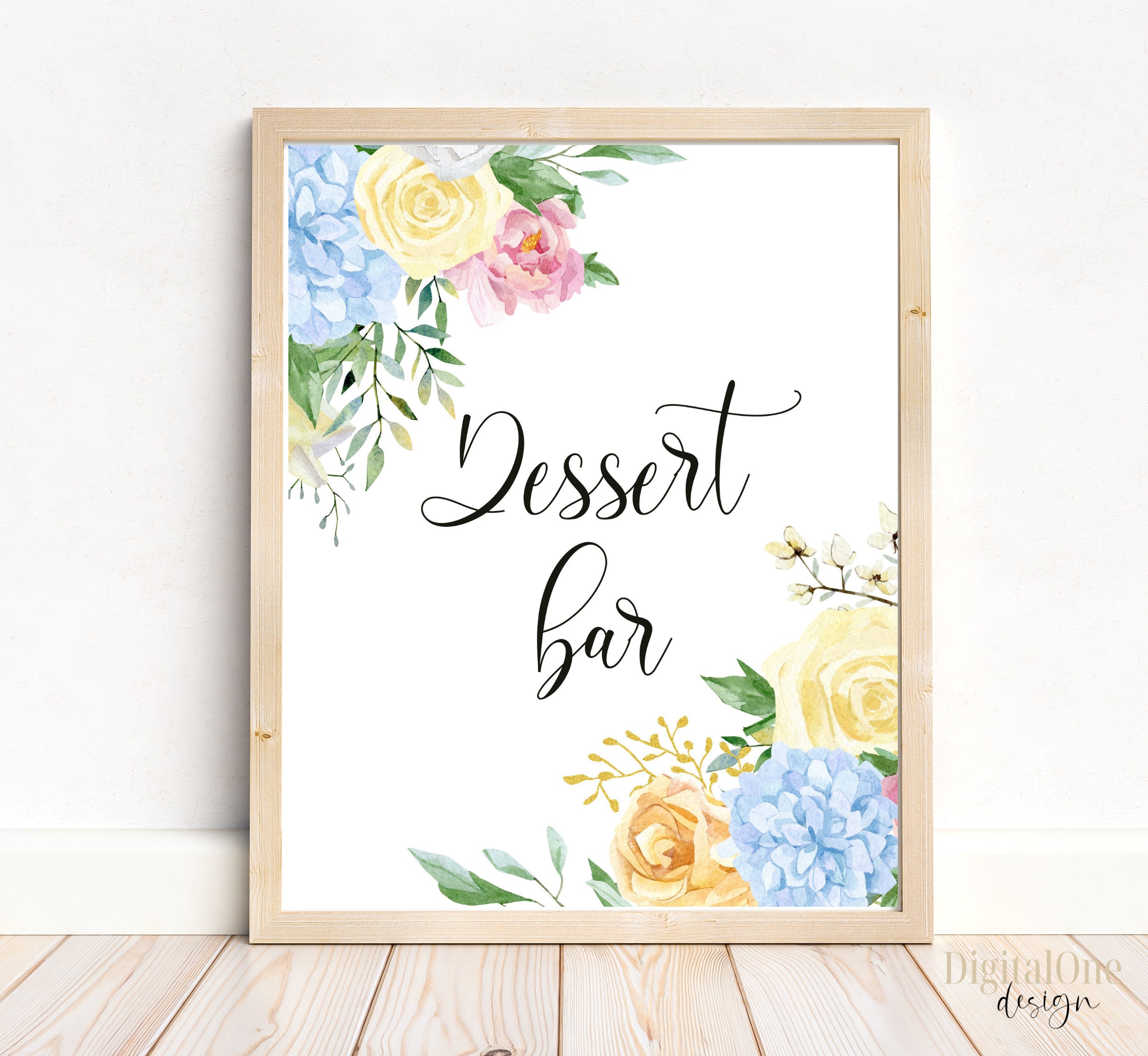 Floral Dessert Printable Sign, INSTANT DOWNLOAD, Watercolor Spring ...