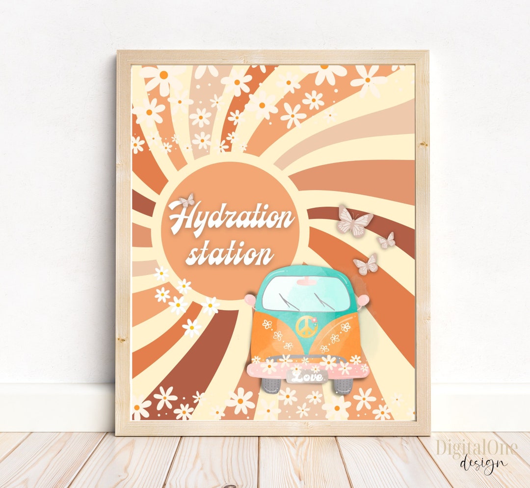 Printable Hydration Station Sign, Groovy Birthday Party Decor Daisy ...