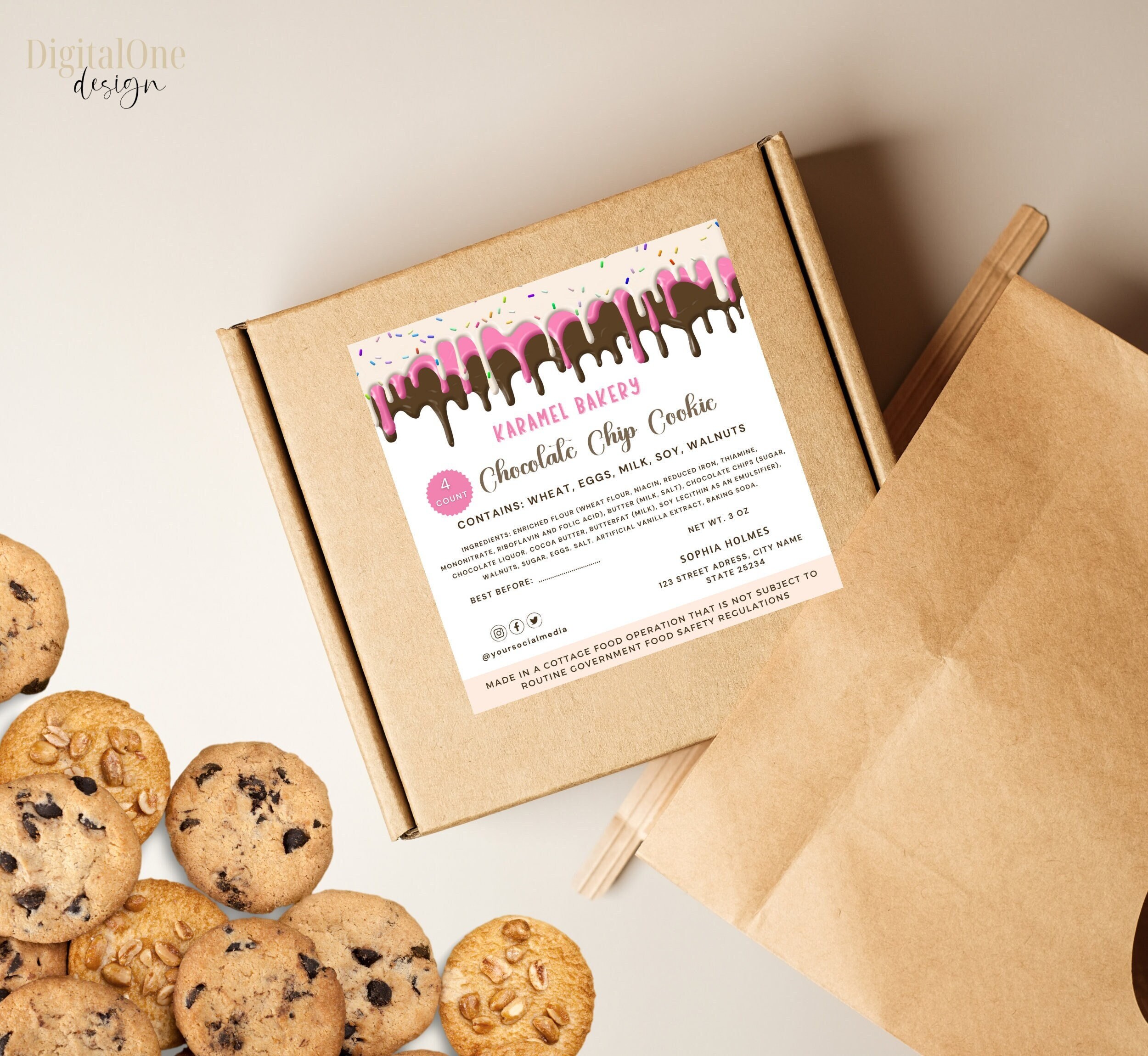 Cottage Food Label Template, Cookie Product Label, DIY Ingredient Label ...