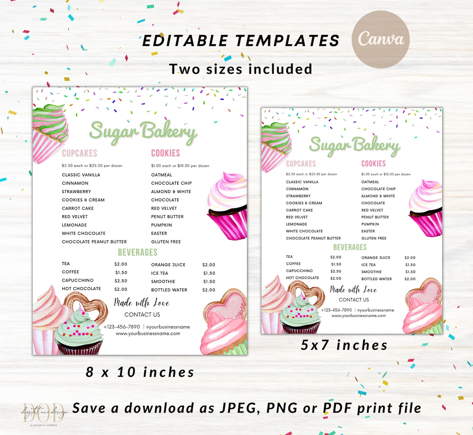 Bakery Price List Template, Cupcake Cookies Bakery Menu Sheet, Dessert ...