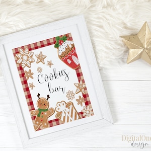 Cookies Bar Sign, Christmas Printable Sign, INSTANT DOWNLOAD, Farmhouse ...