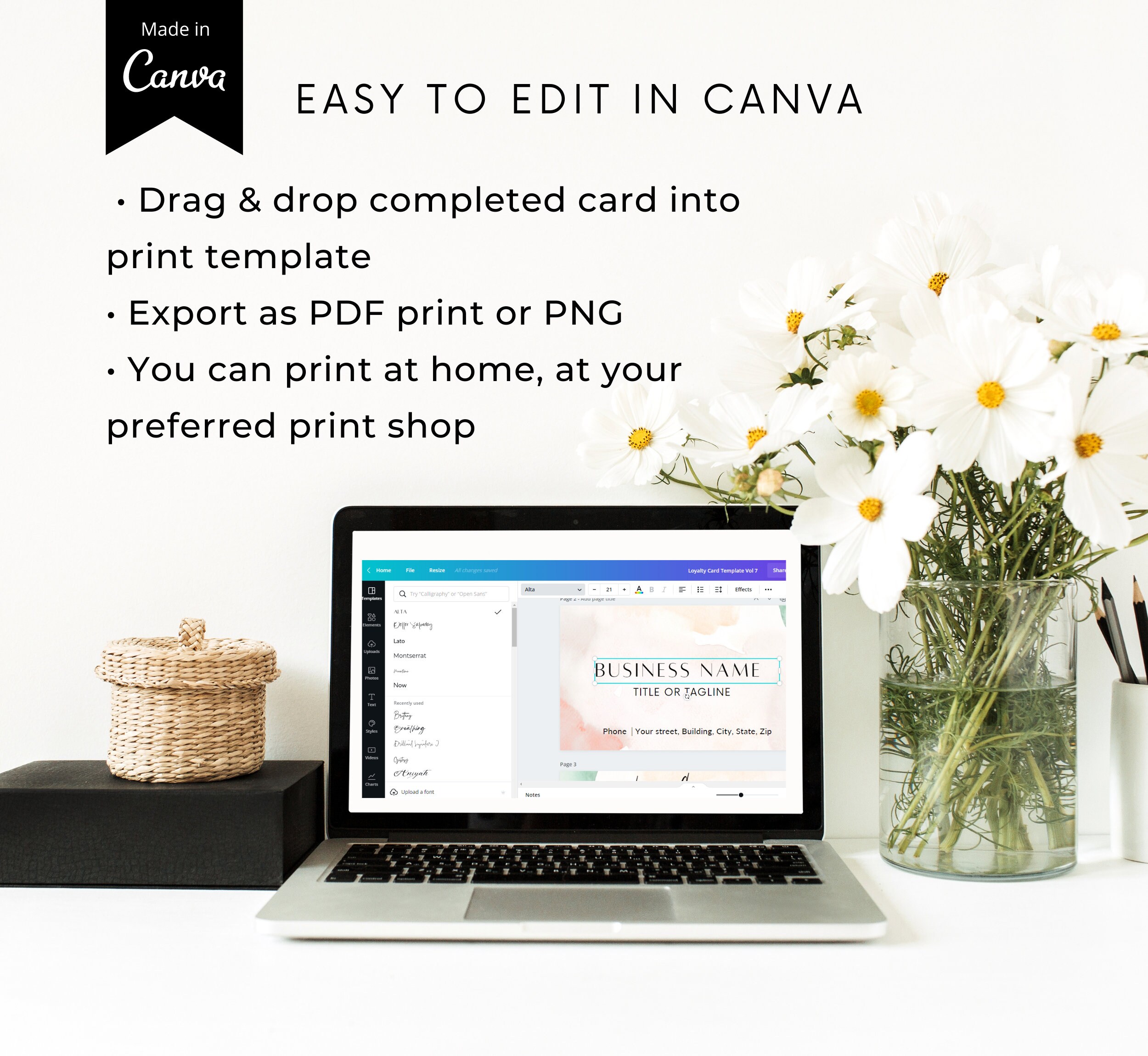 Editable Loyalty Card Template, Rewards Card, Punch Loyalty Card, DIY ...