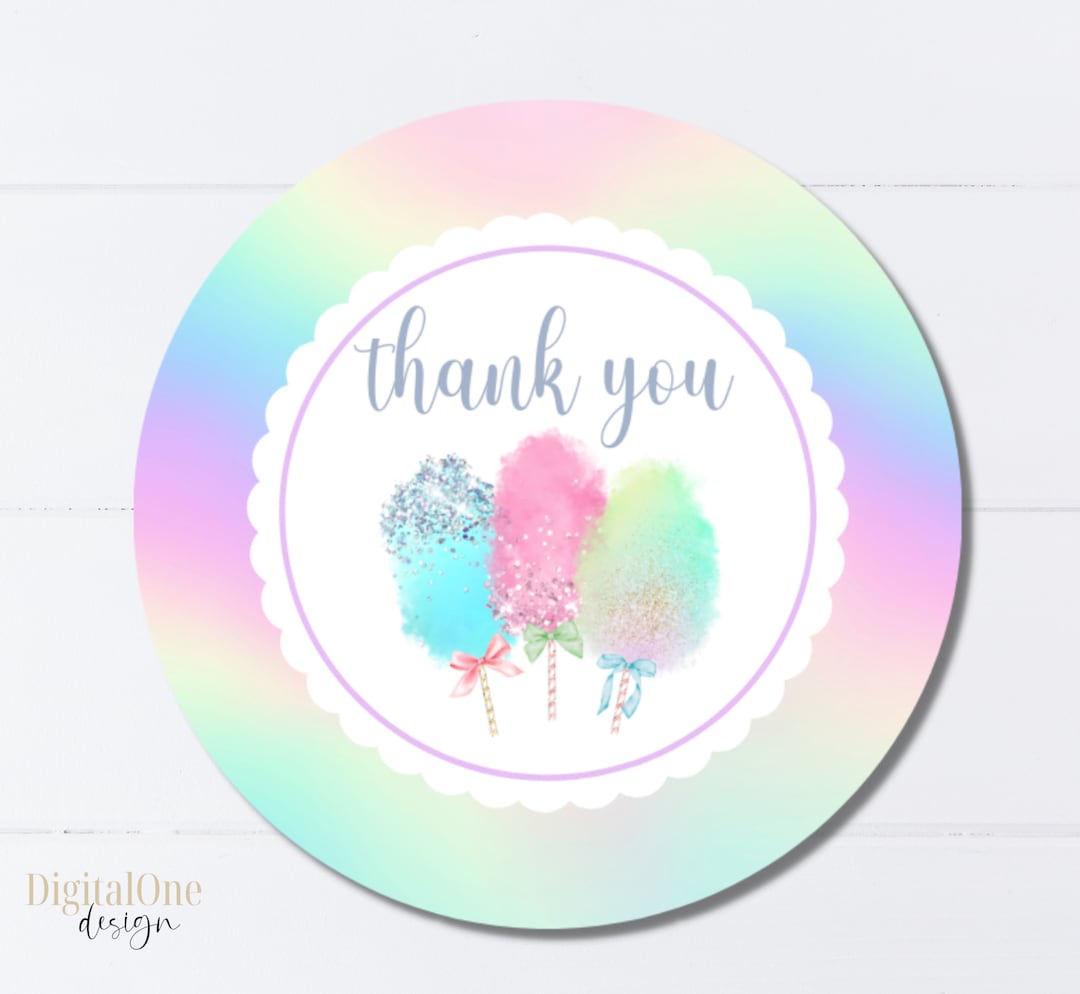 Cotton Candy Thank You Tag, Printable Cotton Candy Birthday Party ...