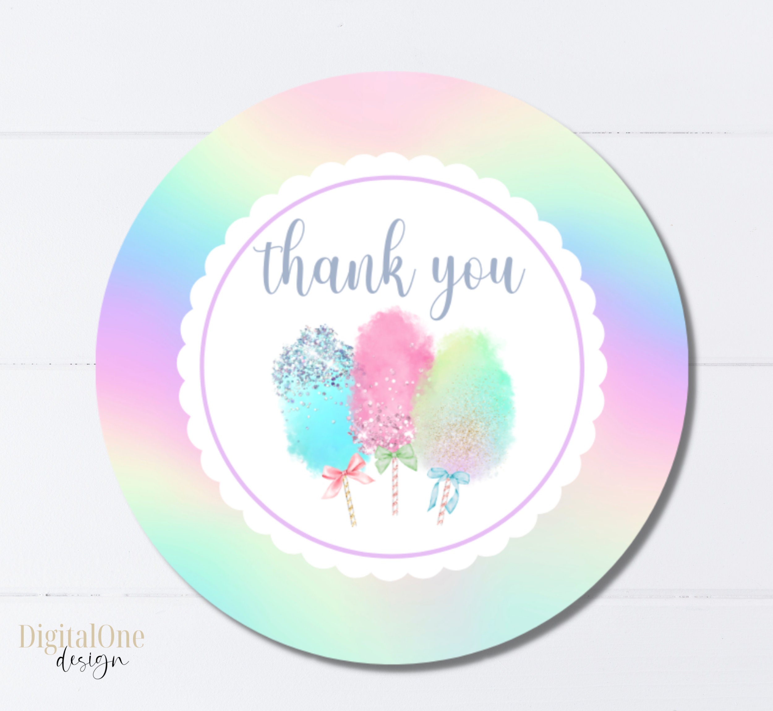 Cotton Candy Thank You Tag, Printable Cotton Candy Birthday Party ...