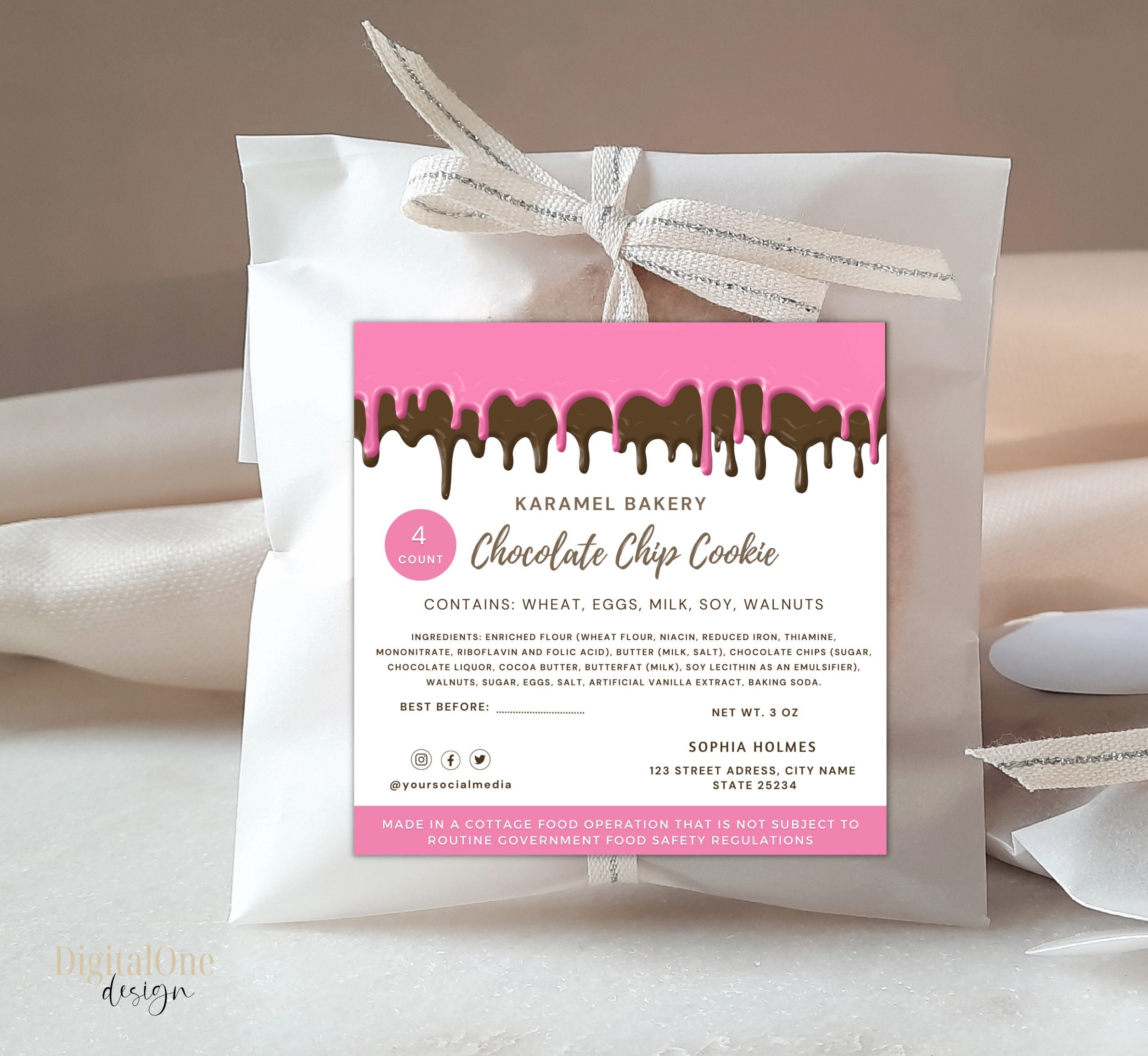 Cottage Law Food Label for Home Baking, Editable Cookie Ingredient ...