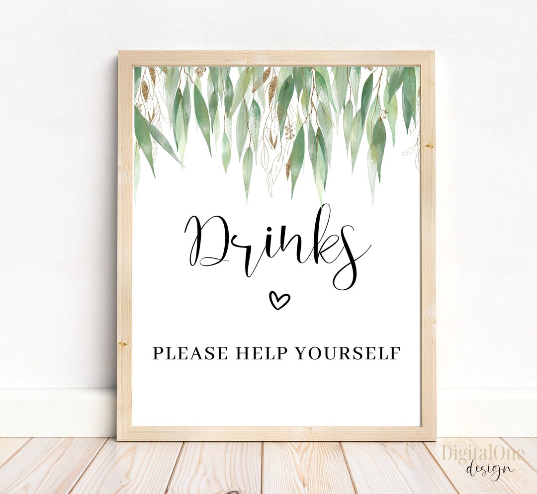 Letrero de bebidas verdes, letrero imprimible de estación de bebidas ...