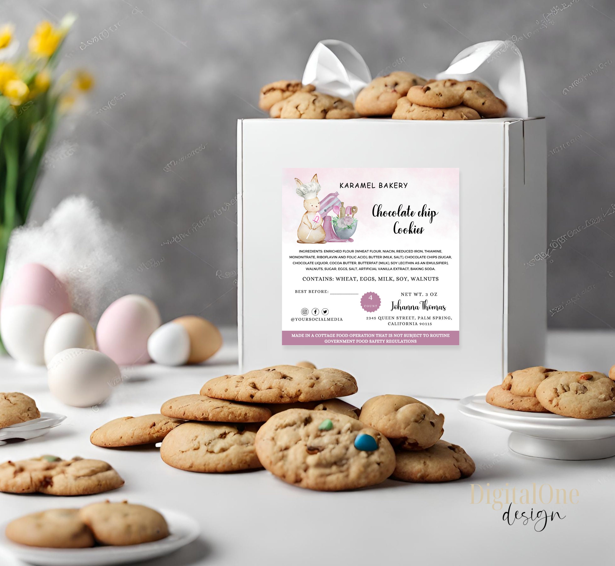 Editable Cottage Law Labels Template, Bunny Chef & Mixer Design ...