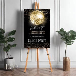 Disco Ball Welcome Sign, Gold Disco Ball Theme, 70s Retro Disco Party ...