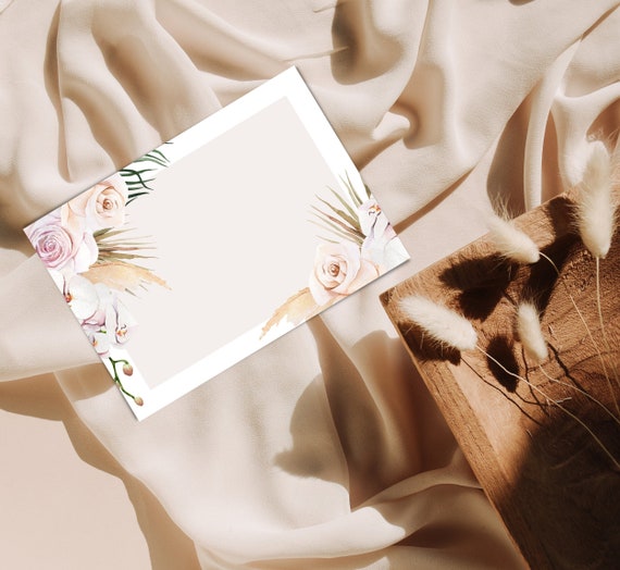 Instant Download Blank Card Boho Floral Note Card Printable - Etsy