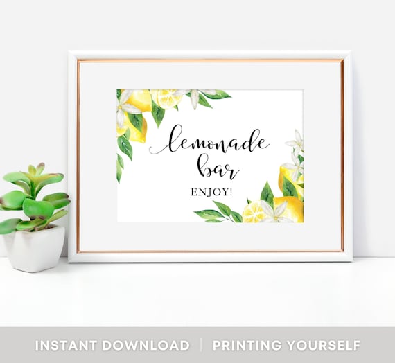Lemonade Bar Party Sign Lemon Citrus Drinks Table Lemonade - Etsy