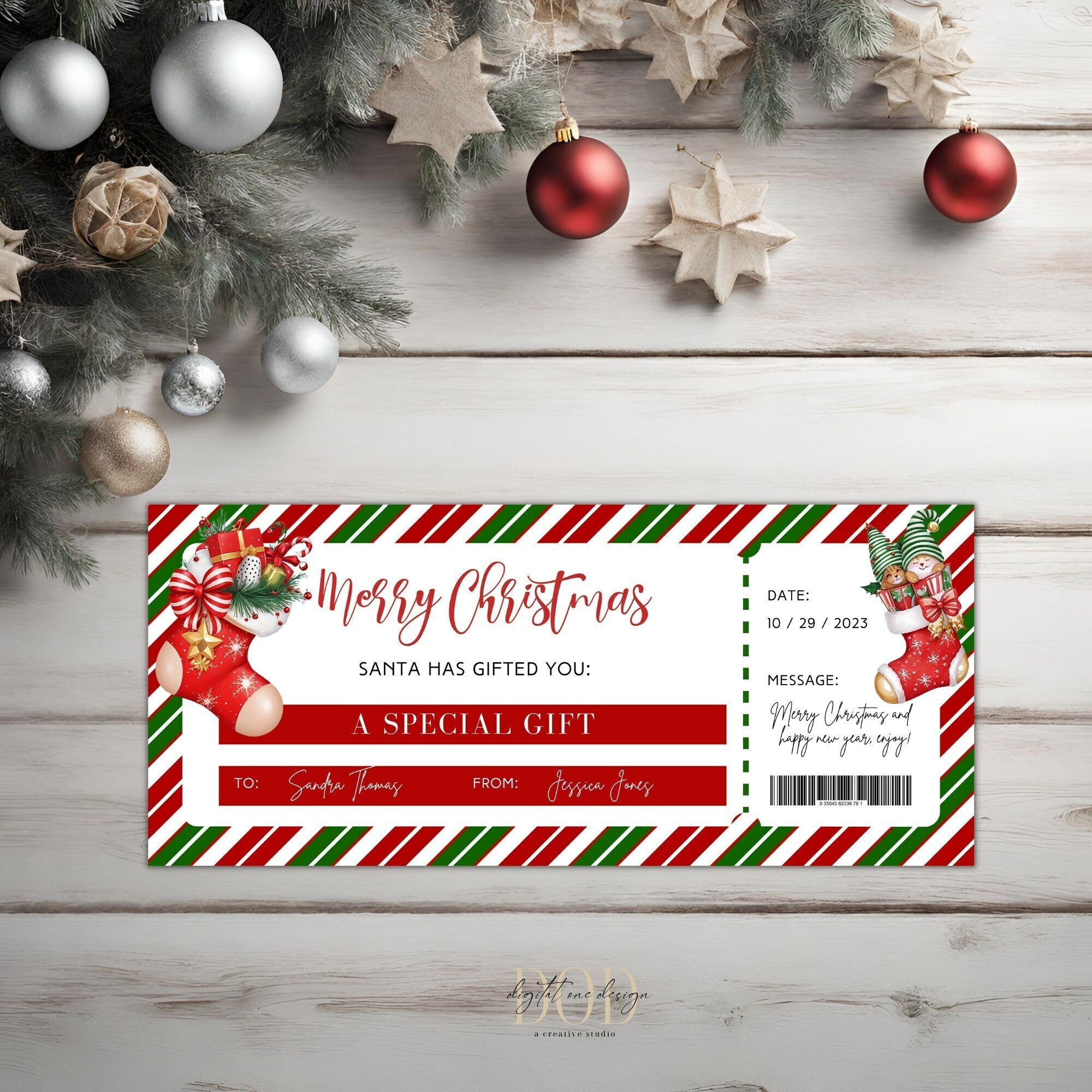 Editable Christmas Gift Voucher Template, Customizable Holiday Coupon ...