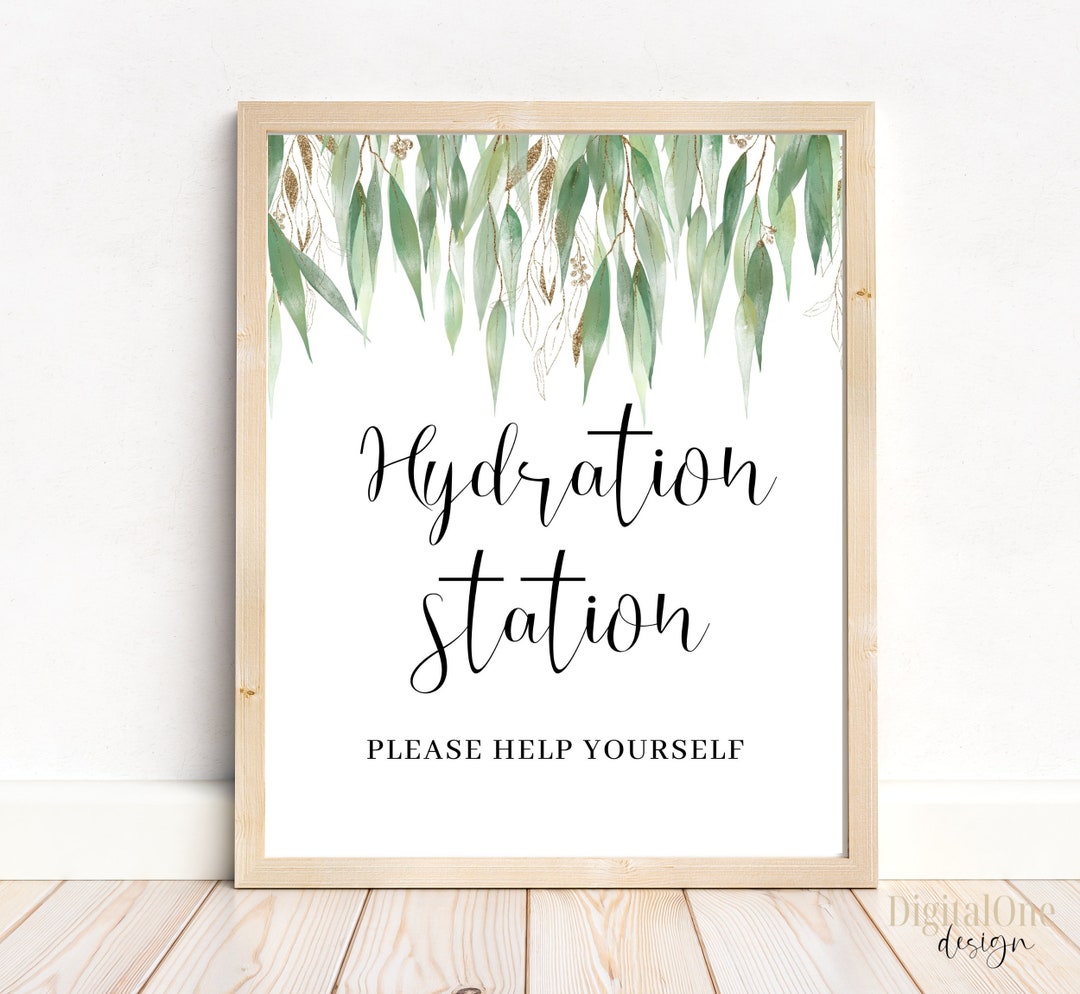 Greenery Hydration Station Printable Sign, INSTANT DOWNLOAD, Drink ...