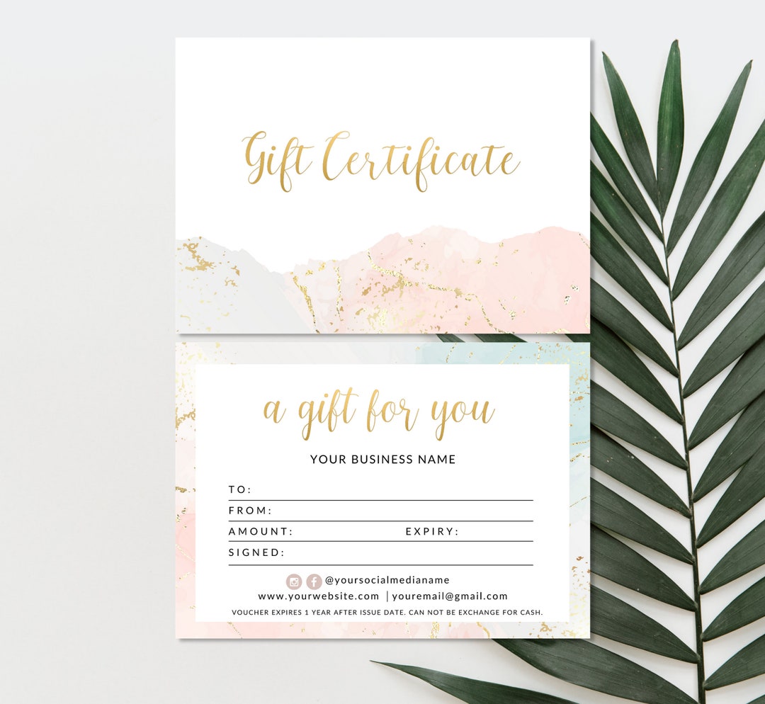 Editable Gift Certificate Template, Watercolor Gift Certificate ...